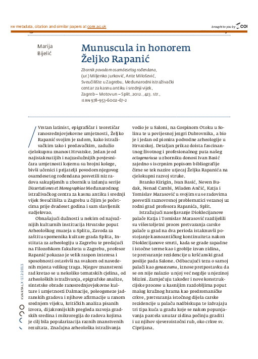 (PDF) Munuscula in honorem Željko Rapanić