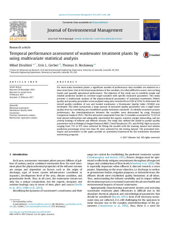 (PDF) Temporal performance assessment of wastewater treatment plants by ... (PDF) Temporal performance assessment of wastewater treatment plants by ...