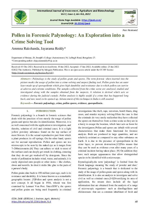 (PDF) Pollen in Forensic Palynology: An Exploration into a Crime ...