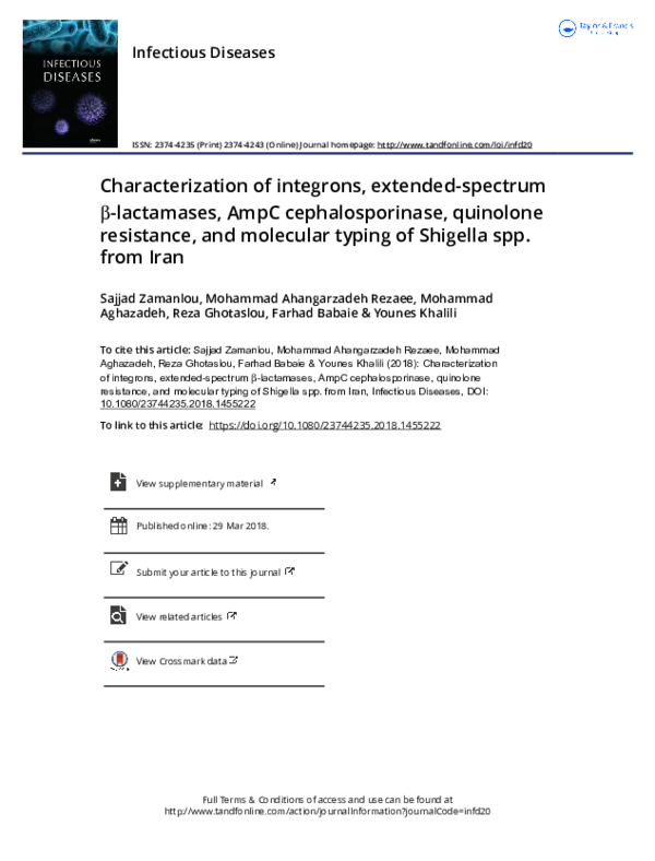 (PDF) Characterization of integrons, extended-spectrum β-lactamases ...