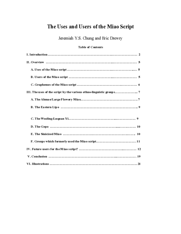 (PDF) The Uses and Users of the Miao Script