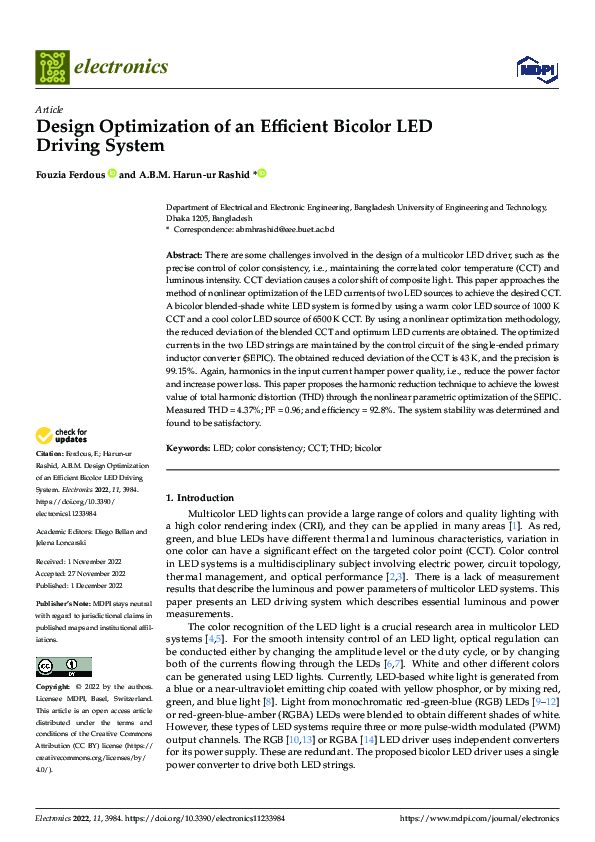 (PDF) Design Optimization of an Efficient Bicolor LED Driving System
