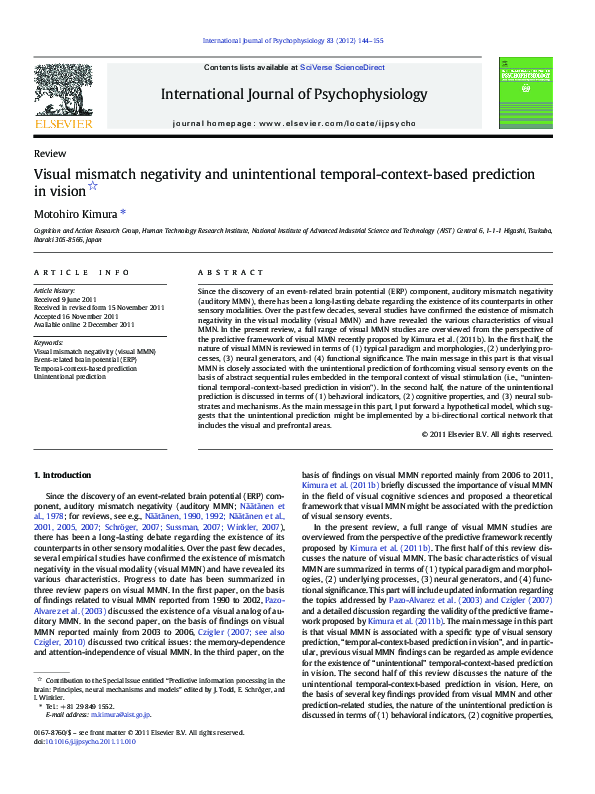 (PDF) Visual mismatch negativity and unintentional temporal-context-based prediction in vision