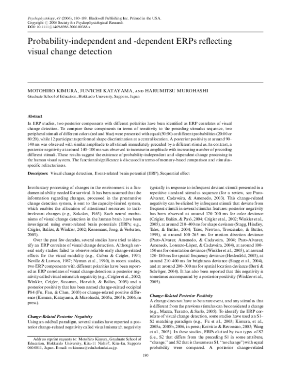 (PDF) Probability-independent and -dependent ERPs reflecting visual change detection