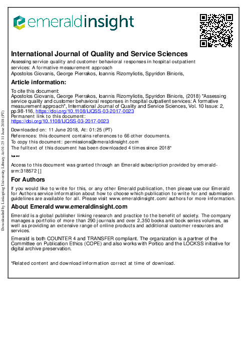 (PDF) Assessing service quality and customer behavioral responses in ...