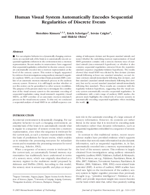 (PDF) Human Visual System Automatically Encodes Sequential Regularities of Discrete Events