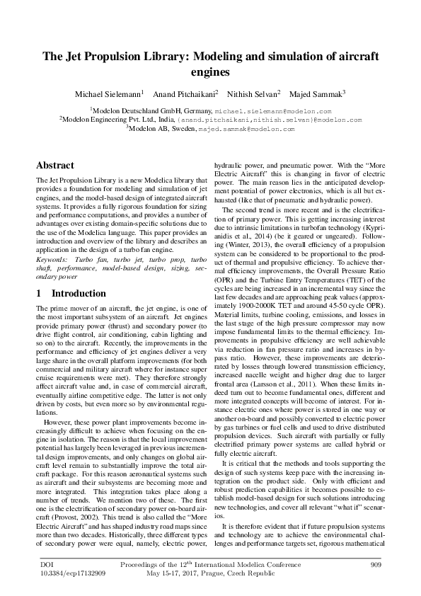 (PDF) The Jet Propulsion Library: Modeling and simulation of aircraft ...