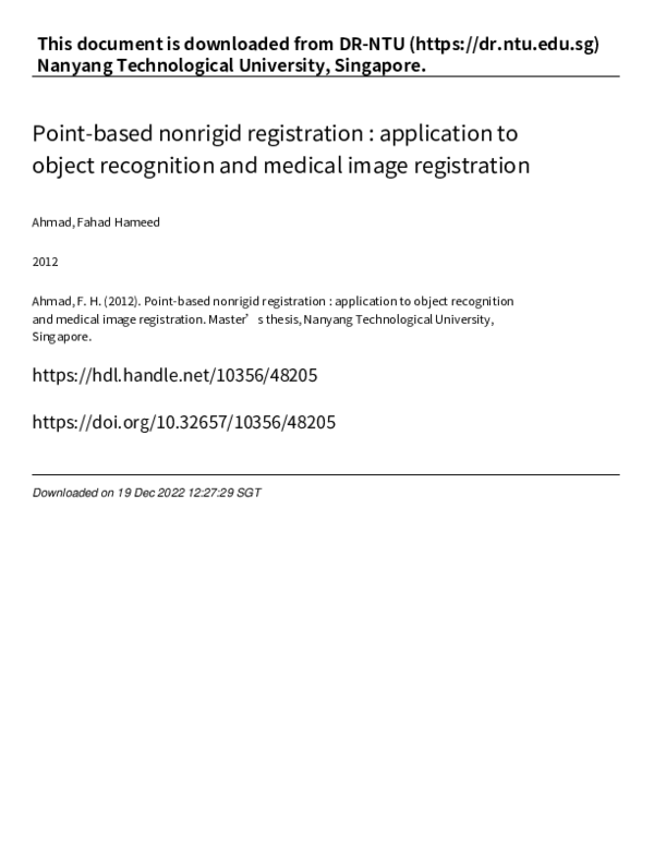 (PDF) Point-based nonrigid registration : application to object recognition and medical image ...