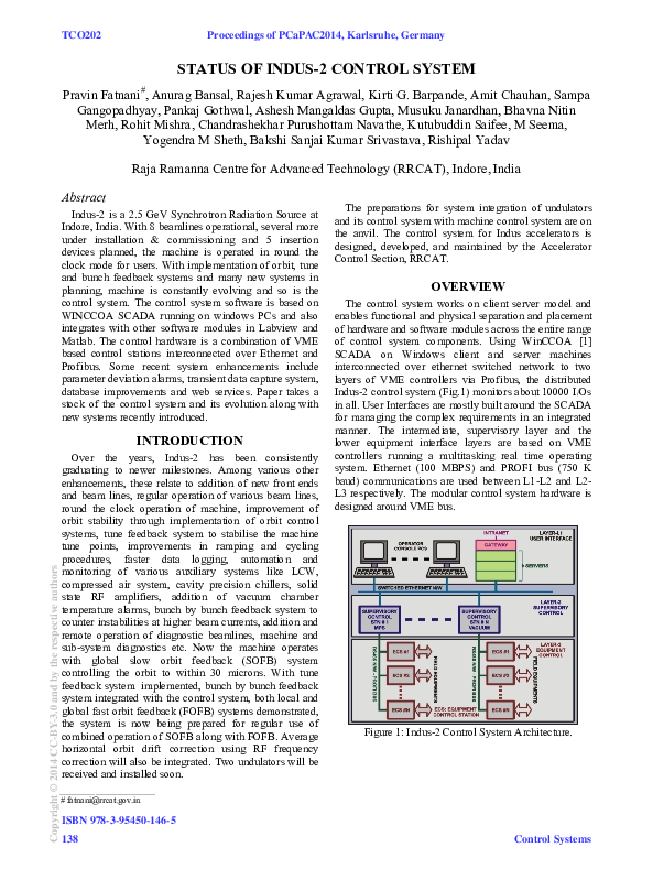 (PDF) Status of INDUS-2 Control System