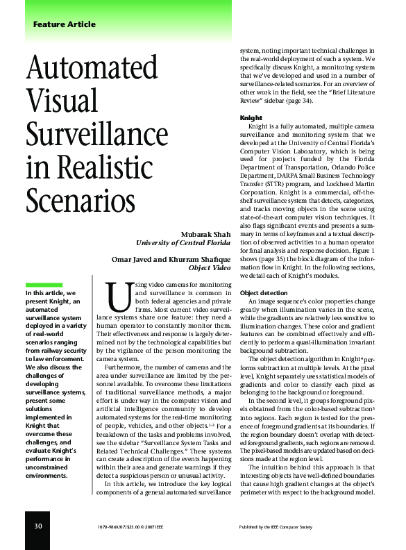 (PDF) Automated Visual Surveillance in Realistic Scenarios