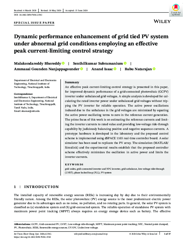 Pdf Peak Current Limiting For Pv Inverters