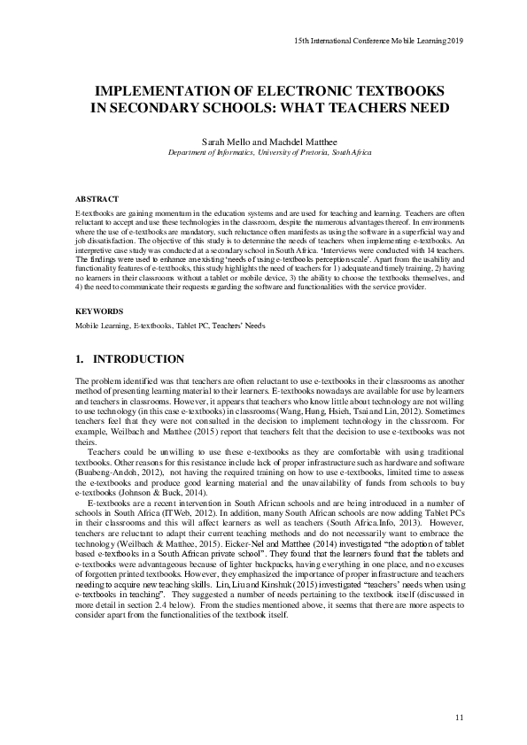 (PDF) Implementation of Electronic Textbooks in Secondary Schools: What ...
