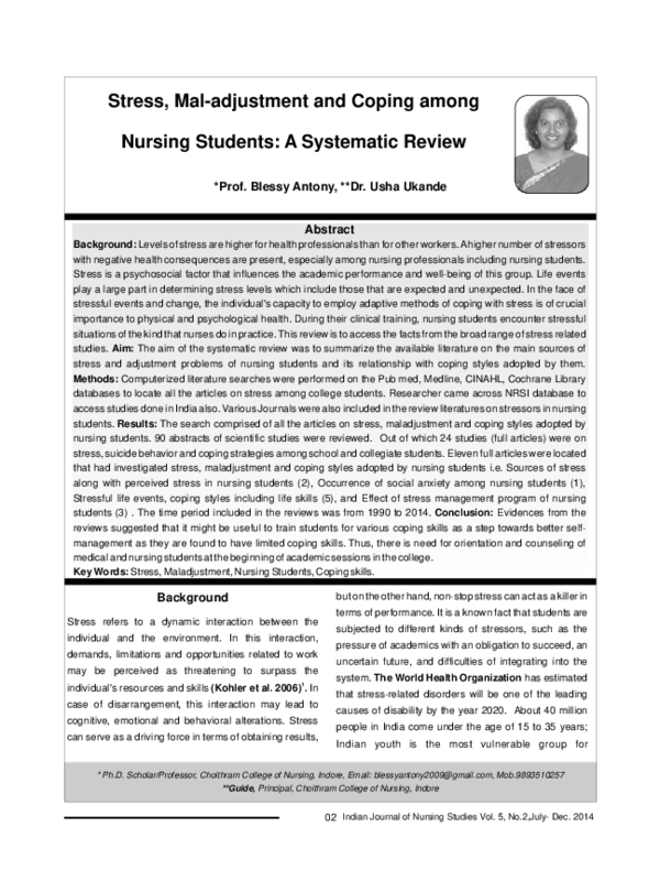 (PDF) Stress, Mal-adjustment and Coping among Nursing Students: A Systematic Review
