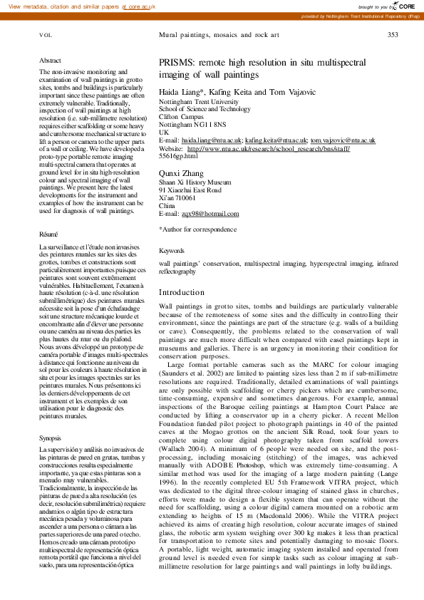 (PDF) PRISMS: remote high resolution in situ multispectral imaging of ...