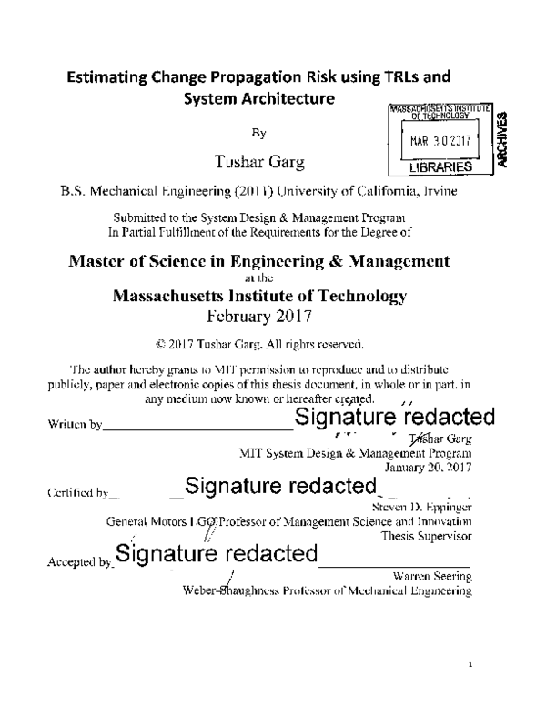 (PDF) Estimating change propagation risk using TRLs and system architecture