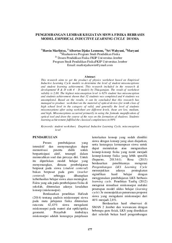 (PDF) Pengembangan Lembar Kegiatan Siswa Fisika Berbasis Model ...