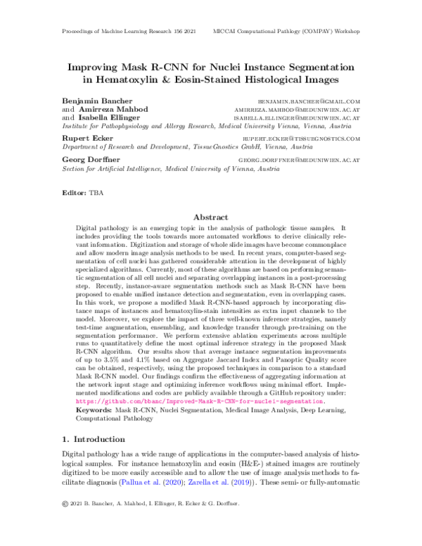 (PDF) Improving Mask R-CNN for Nuclei Instance Segmentation in Hematoxylin & Eosin-Stained ...