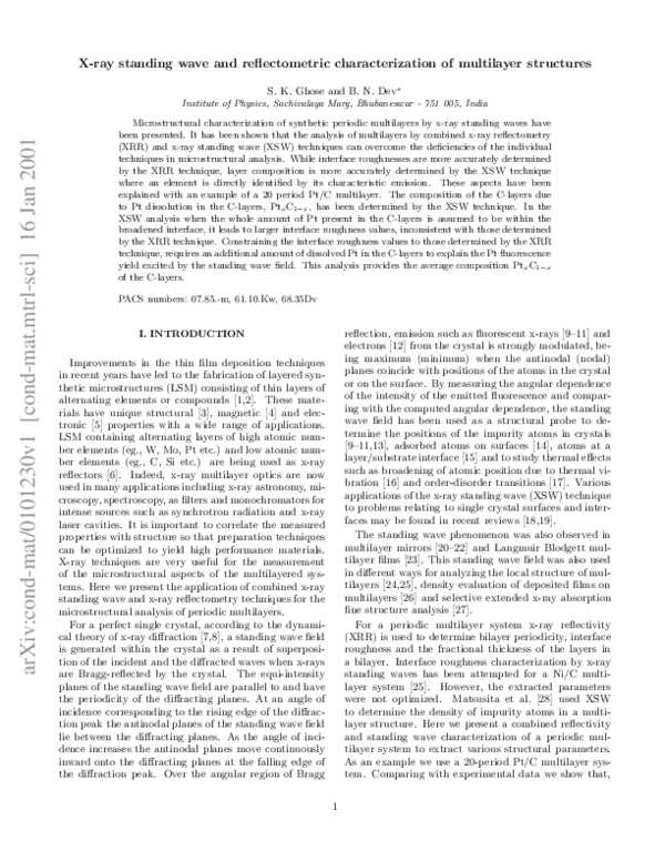 (PDF) X-ray standing wave and reflectometric characterization of multilayer structures
