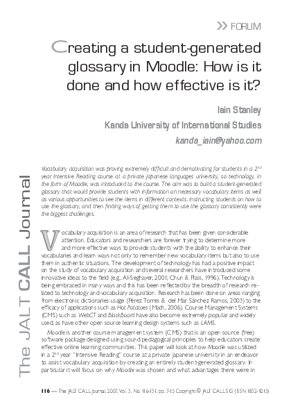 (PDF) Creating a student-generated glossary in Moodle: How is it done ...