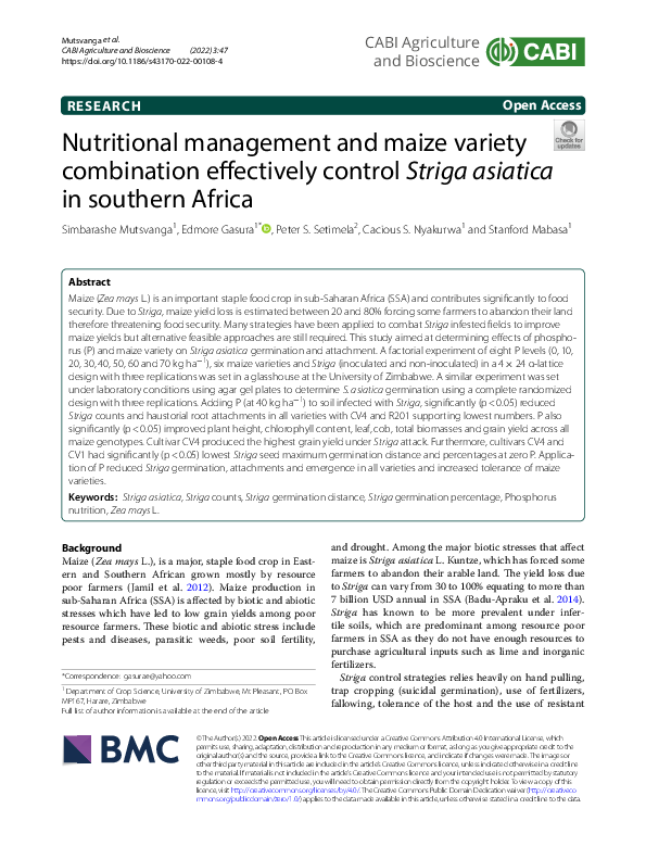(PDF) Nutritional management and maize variety combination effectively ...