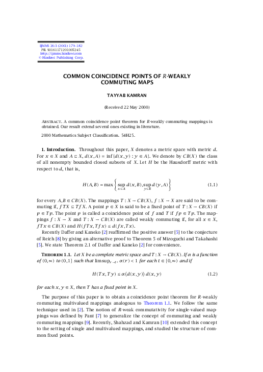(PDF) Common coincidence points of R-weakly commuting maps | Rajesh Kumar Saini - Academia.edu