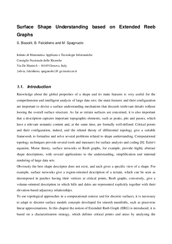(PDF) Surface Shape Understanding Based on Extended Reeb Graphs