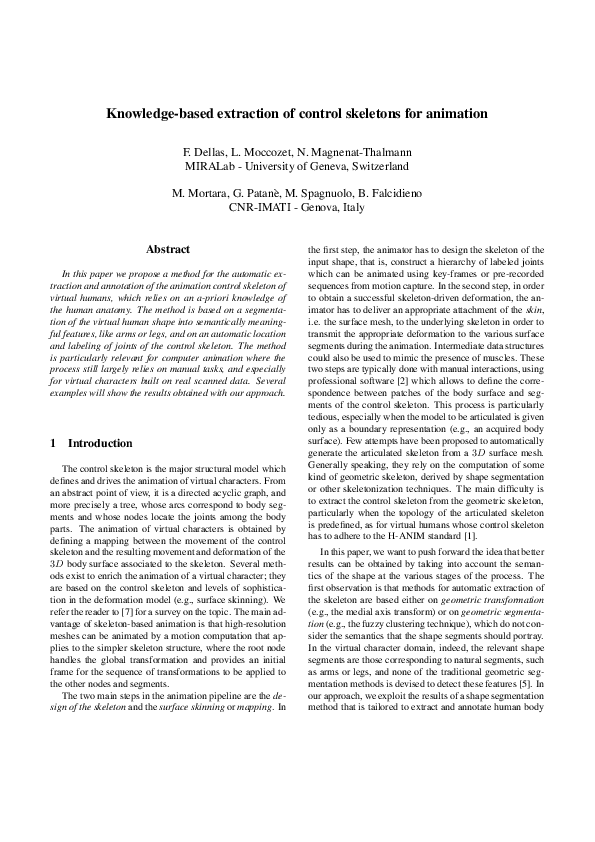 (PDF) Knowledge-based extraction of control skeletons for animation