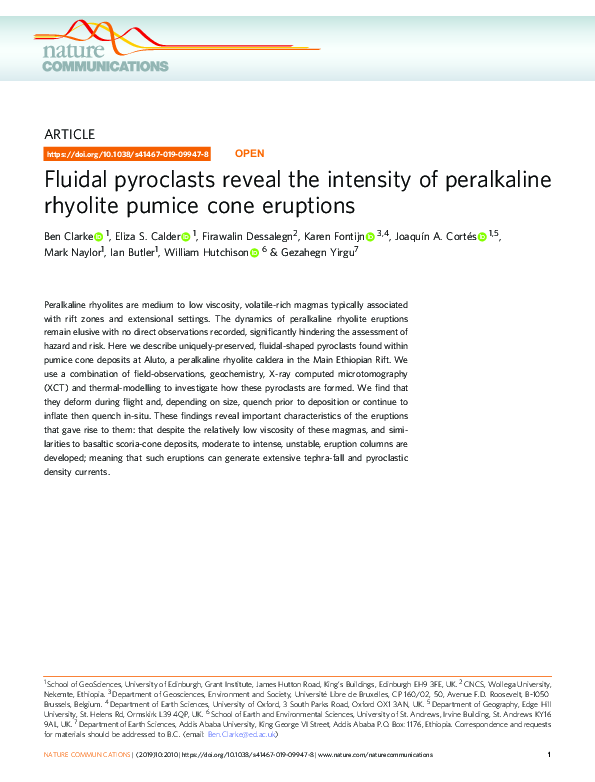 (PDF) Fluidal pyroclasts reveal the intensity of peralkaline rhyolite ...