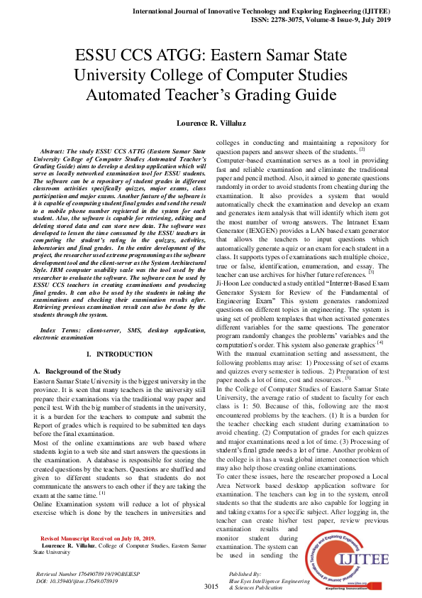 (PDF) ESSU CCS ATGG: Eastern Samar State University College of Computer Studies Automated ...