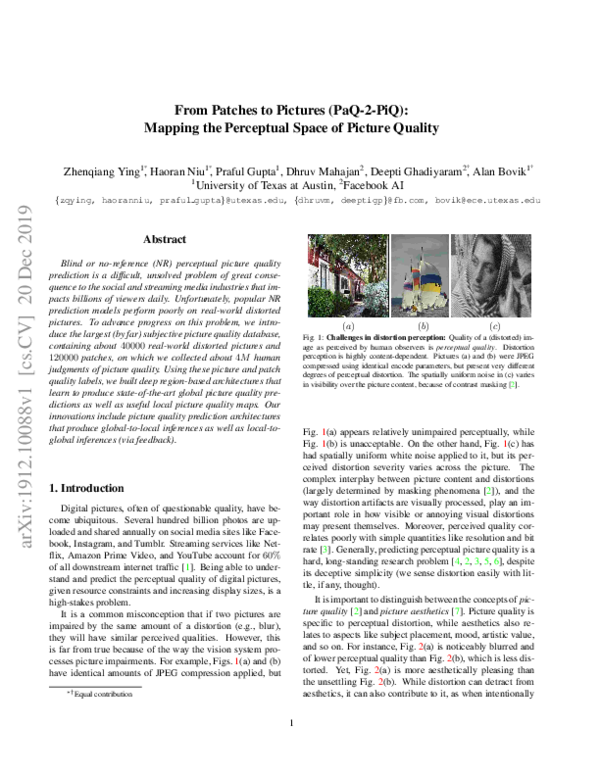 (PDF) From Patches to Pictures (PaQ-2-PiQ): Mapping the Perceptual ...
