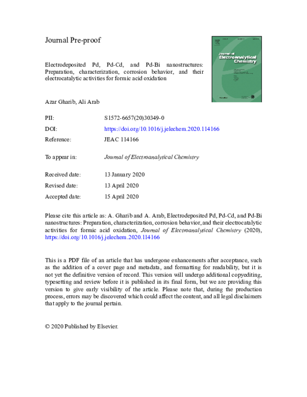 (PDF) Electrodeposited Pd, Pd Cd, and Pd Bi nanostructures: Preparation ...