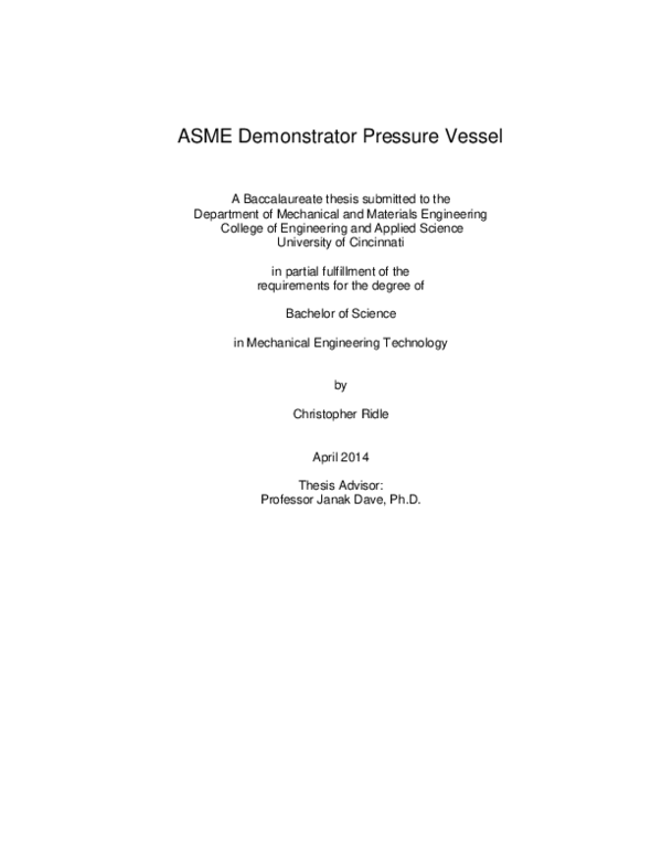 (PDF) ASME Demonstrator Pressure Vessel