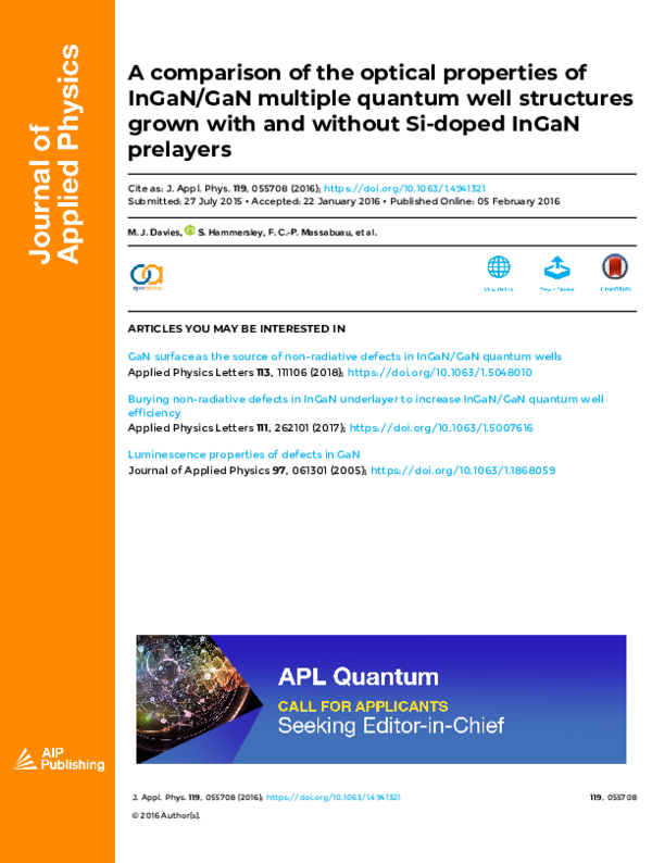 (PDF) A comparison of the optical properties of InGaN/GaN multiple ...