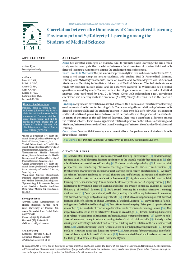 (PDF) Correlation between the Dimensions of Constructivist Learning ‎Environment and Self ...