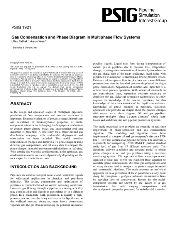 (PDF) Gas Condensation and Phase Diagram in Multiphase Flow Systems