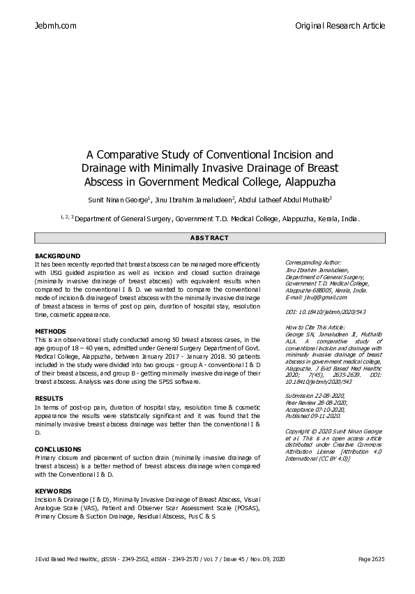 (PDF) A Comparative Study of Conventional Incision and Drainage with ...
