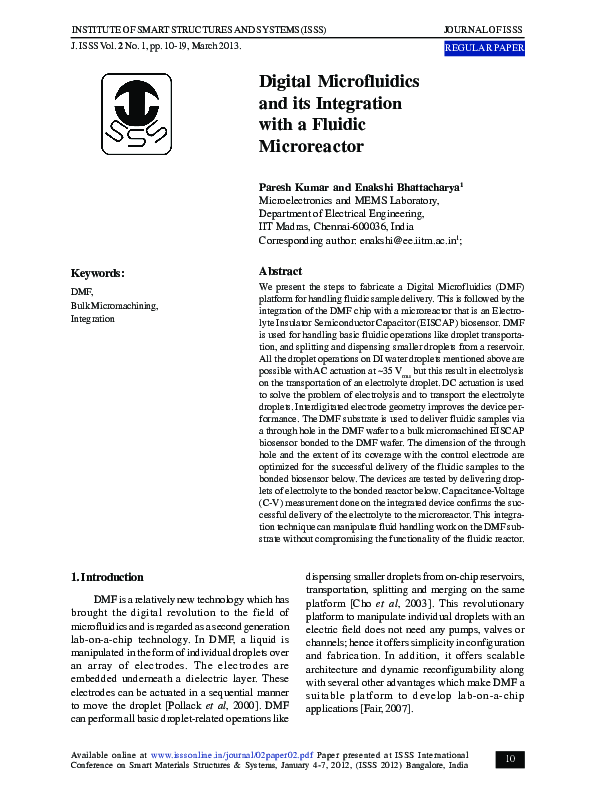 (PDF) Digital Microfluidics and its Integration with a Fluidic Microreactor