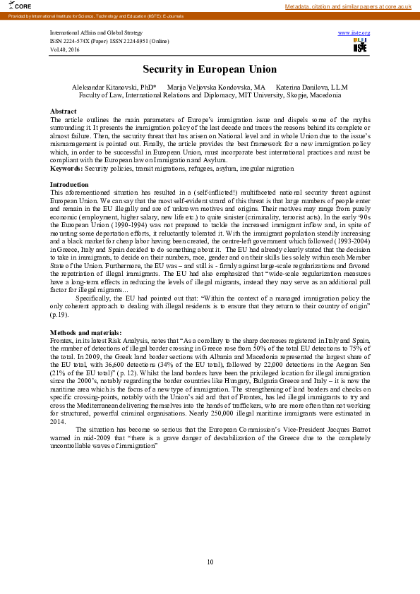 (PDF) Security in European Union