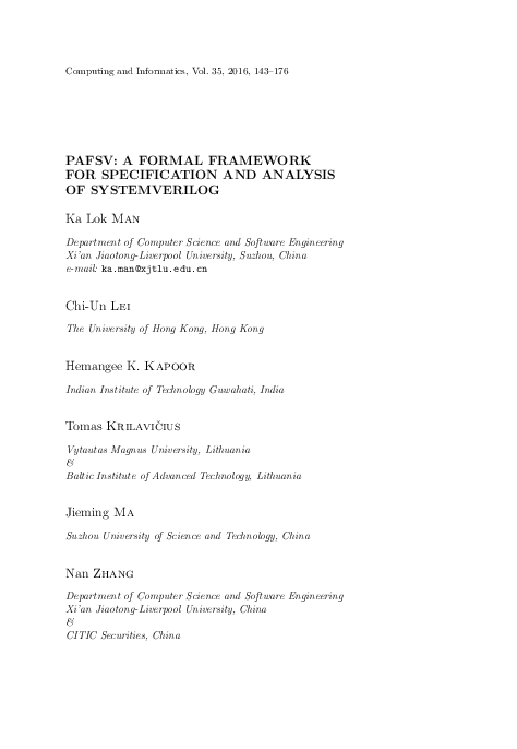 (PDF) PAFSV: A Formal Framework for Specification and Analysis of SystemVerilog