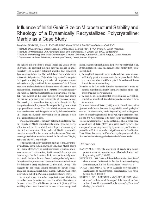 (PDF) Influence of Initial Grain Size on Microstructural Stability and Rheology of a Dynamically ...