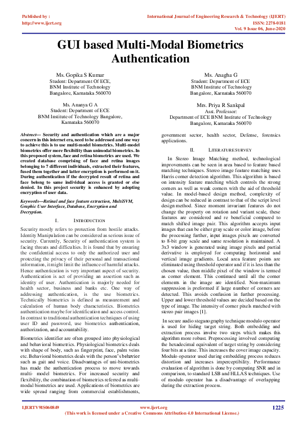 Pdf Gui Based Multi Modal Biometrics Authentication Priya Sankpal
