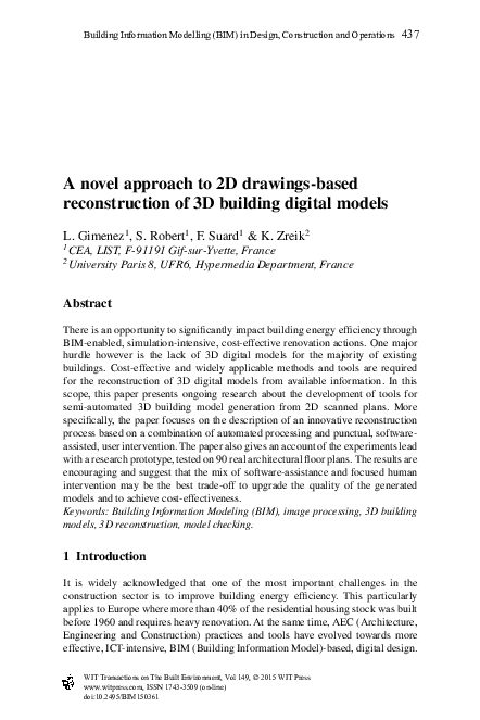 (PDF) A novel approach to 2D drawings-based reconstruction of 3D building digital models