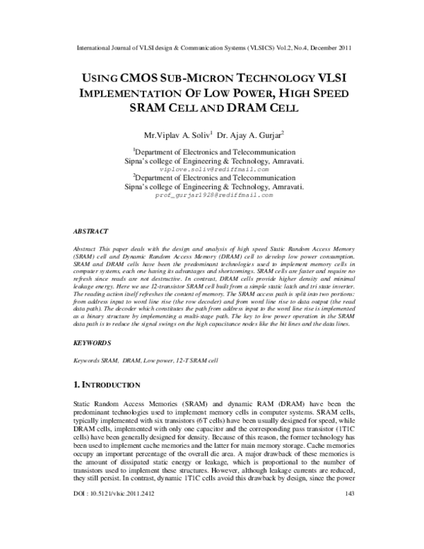 Pdf Using Cmos Sub Micron Technology Vlsi Implementation Of Low Power