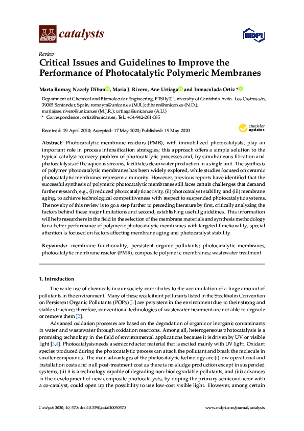 (PDF) Enhancing Photocatalytic Membrane Performance
