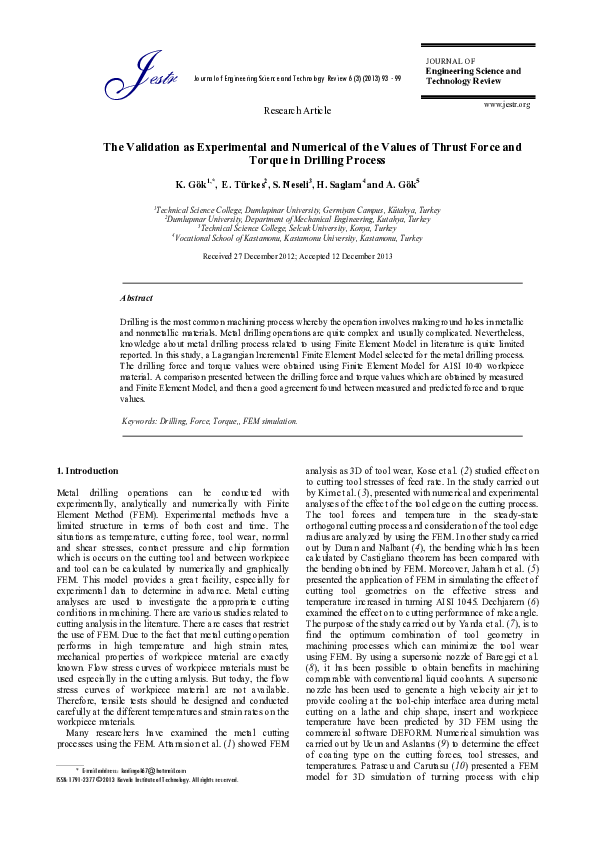 Pdf The Validation As Experimental And Numerical Of The Values Of