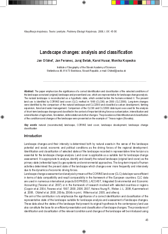 (PDF) Landscape changes: analysis and classification