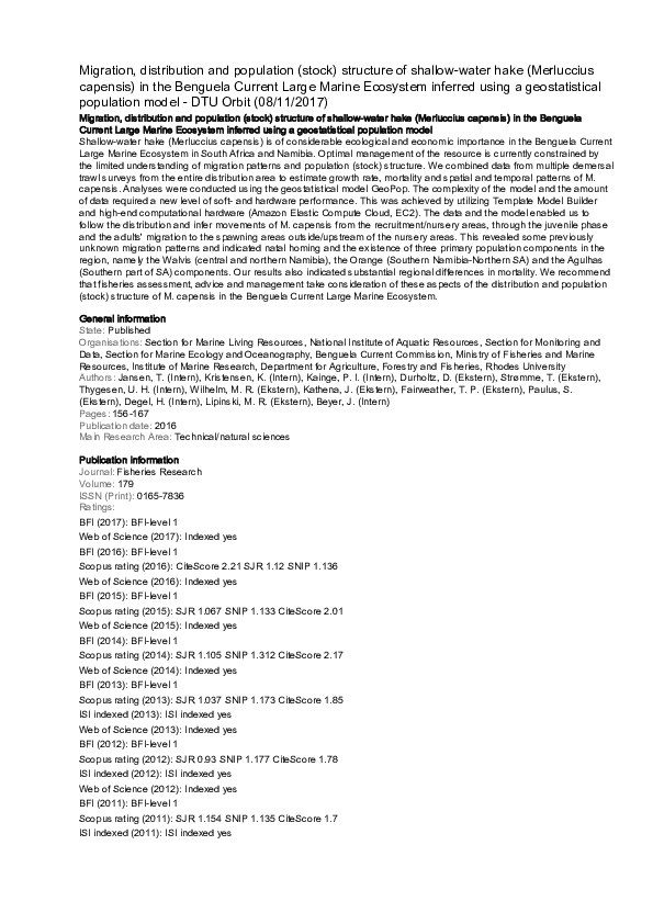 (PDF) Migration, distribution and population (stock) structure of ...
