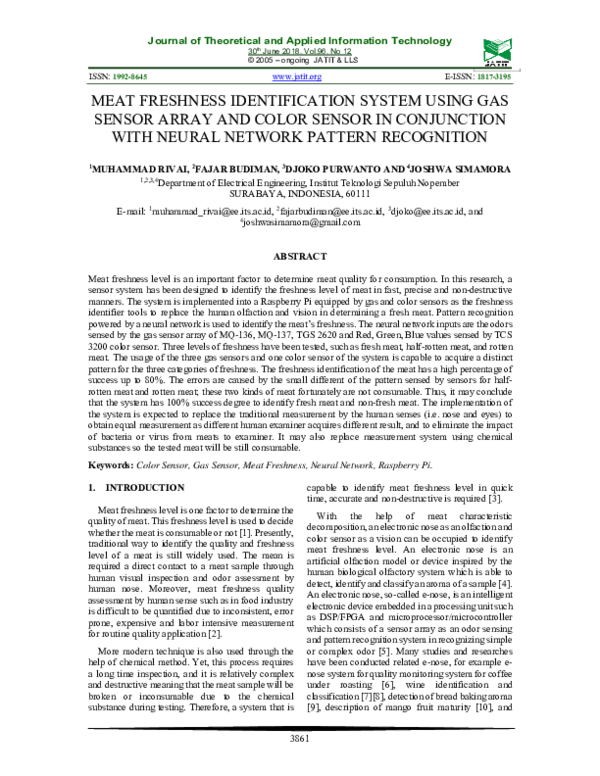 (PDF) Meat Freshness Identification System Using Gas Sensor Array and ...