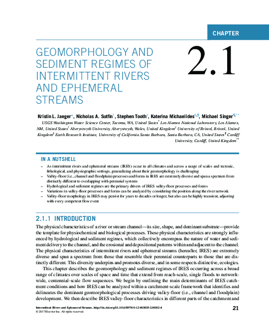 (PDF) Geomorphology and Sediment Regimes of Intermittent Rivers and ...