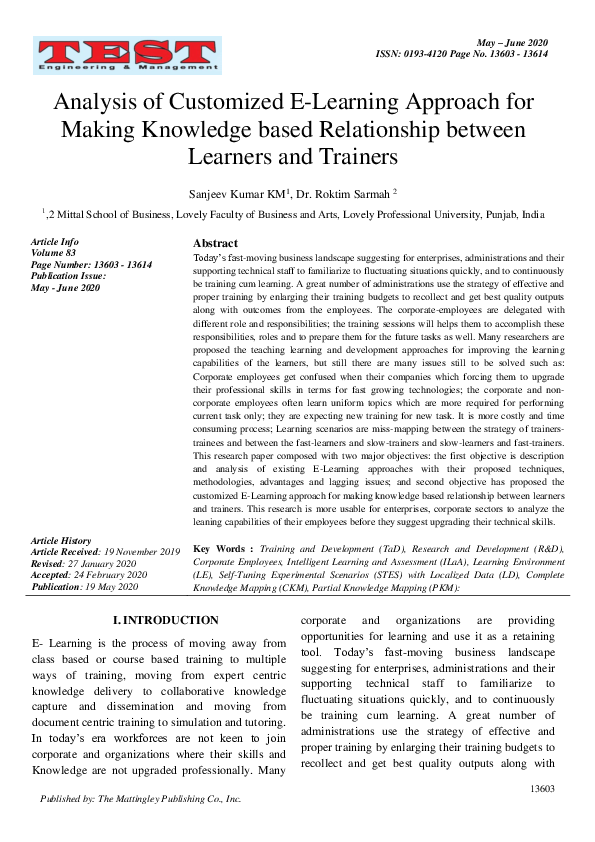 (PDF) Analysis of Customized E-Learning Approach for Making Knowledge based Relationship between ...